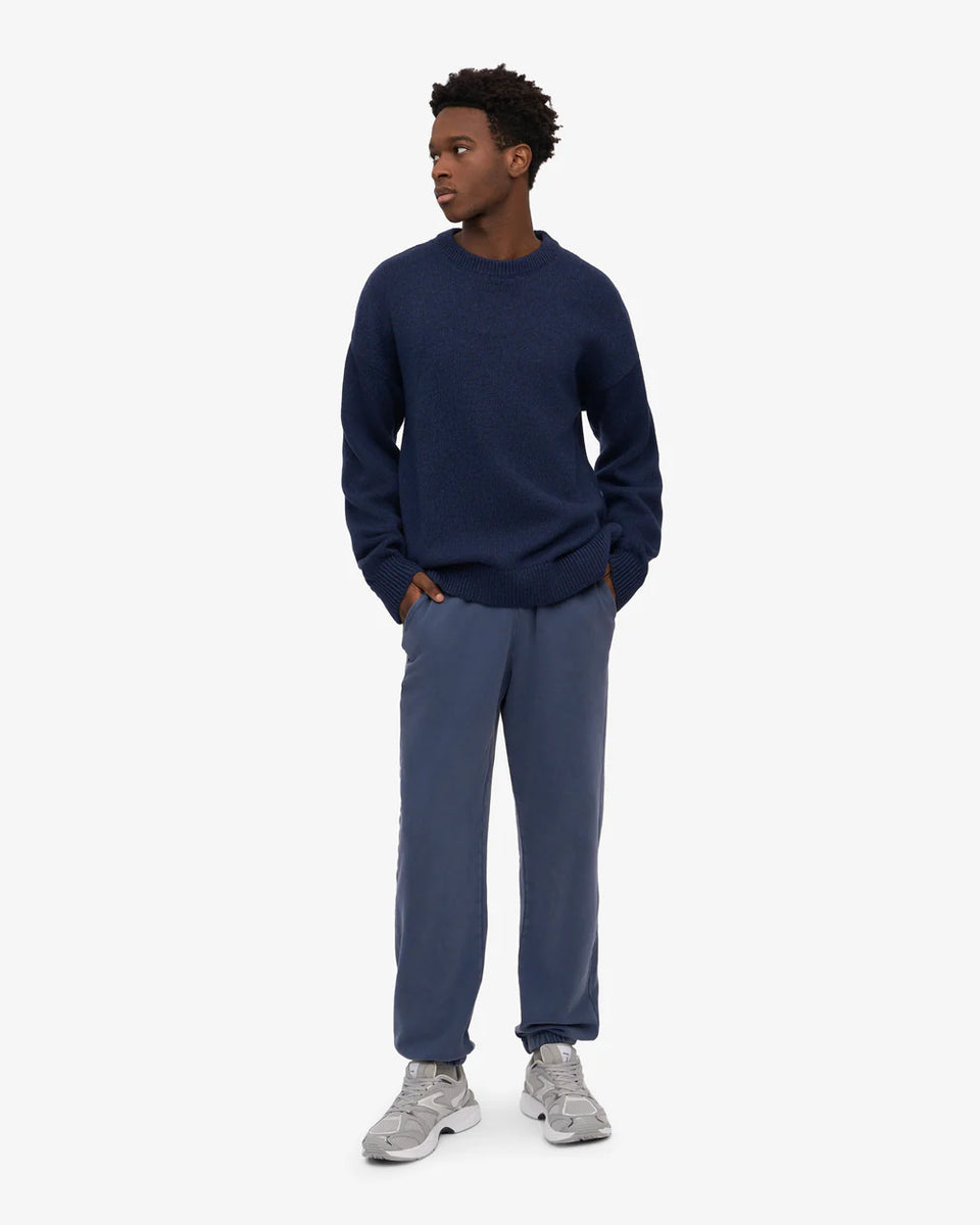 Merino Wool Oversized Crew Sweater in marine blue – KARI KARI